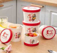 China Chinese-style leak-proof biodegradable kraft paper container for takeaway packaging with sealed lid for sale