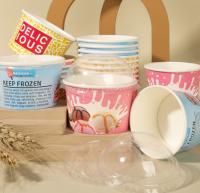 China Food Grade Custom Printed Safe Cream Paper Cups With Lids Leak Proof Seal Yogurt Cups for sale