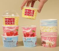 China Food Grade Custom Printed Safe Cream Paper Cups With Lids Leak Proof Seal Yogurt Cups for sale
