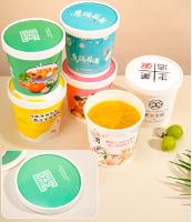 China Extra Thick Kraft Paper Takeout Container Leak Proof Biodegradable Food Box for Congee Noodles Desserts for sale