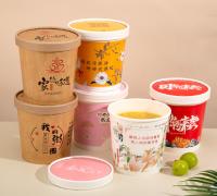 China Extra Thick Kraft Paper Takeout Container Leak Proof Biodegradable Food Box for Congee Noodles Desserts for sale