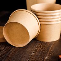 China Food Grade Safety Leak Proof Insulating Kraft Paper Bowl Flexible Customization Takeout Packaging for sale