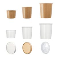China Custom Logo Double-Laminated Kraft Paper Bowl with Leak-Proof Design for Professional Takeout Packaging for sale