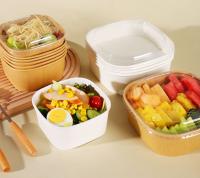China Thickened Leak Proof Kraft Paper Meal Box Eco Friendly Disposable Food Container Takeout Picnic for sale