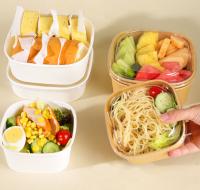 China Thickened Leak Proof Kraft Paper Meal Box Eco Friendly Disposable Food Container Takeout Picnic for sale