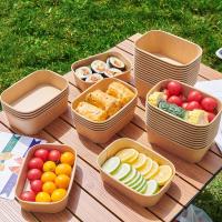 China Waterproof Leak Proof Kraft Paper Food Containers Eco Friendly For Camping Takeaway for sale