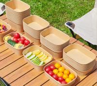 China Waterproof Leak Proof Kraft Paper Food Containers Eco Friendly For Camping Takeaway for sale