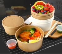 China Eco Friendly Leak Proof Kraft Takeout Bowl Food Grade Virgin Paper Safe Disposable Container for sale