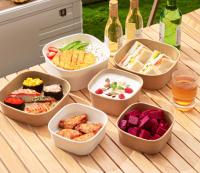 China Square Kraft Paper Bento Box with Thickened Material and Leak-Proof Lid for Secure Takeout & Picnic for sale