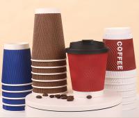 China Ripple Wall Corrugated Paper Cups Water Resistant Lining Eco Leak Proof Disposable for sale