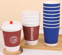China Ripple Wall Corrugated Paper Cups Water Resistant Lining Eco Leak Proof Disposable for sale