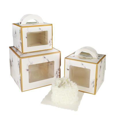 China Marble Handle Cake Box Thickened Material Shockproof Compression Resistant Bakery for sale
