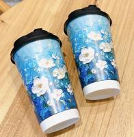 China Leak Proof Lids Double PE Coated Biodegradable Coffee Cup Custom Logo Bubble Tea Hot Drinks for sale