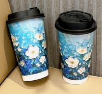 China Leak Proof Lids Double PE Coated Biodegradable Coffee Cup Custom Logo Bubble Tea Hot Drinks for sale
