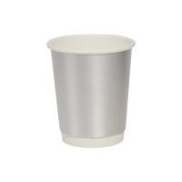 China Disposable Double Wall Insulated Biodegradable Coffee Cup Silver Foil Finish Premium Hot Drinks for sale