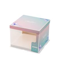China Semi Transparent Square Cake Box Thickened PET Material Integrated Handle Cake Shop for sale