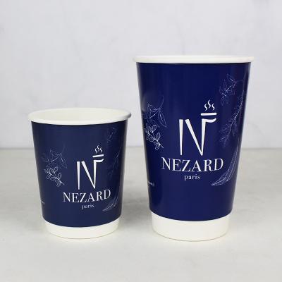 China Minimalist Double Wall Hollow Paper Cup Insulated Anti Scald Custom Logo Print for sale