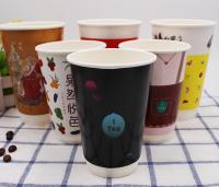 China Minimalist Double Wall Hollow Paper Cup Insulated Anti Scald Custom Logo Print for sale