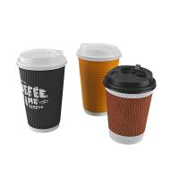 China Custom Corrugated Hollow Double Wall Paper Cup Anti Scalding Insulation Logo Printing for sale