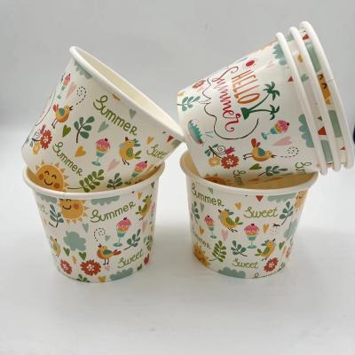 China Eco Friendly Biodegradable Disposable Ice Cream Cup Waterproof Leak Proof Food Grade for sale