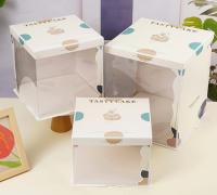 China 6 8 10 12 Inch Tall Square Semi Transparent Cake Box Custom Logo Print for sale