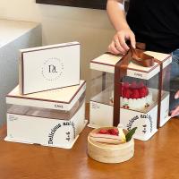 China 6 8 10 12 Inch Custom Cake Box Tall Square Semi Transparent Custom Logo Print for sale