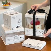 China 6 8 10 12 Inch Custom Cake Box Tall Square Semi Transparent Custom Logo Print for sale