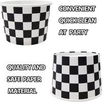 China Black White Plaid Food Grade Ice Cream Paper Cups Grease Water Resistant Coating for sale
