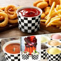 China Black White Plaid Food Grade Ice Cream Paper Cups Grease Water Resistant Coating for sale