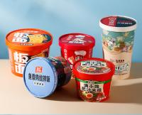 China Thickened Kraft Paper Bowl Leak Proof PE PLA Coating Custom Logo Disposable Soup Bucket for sale