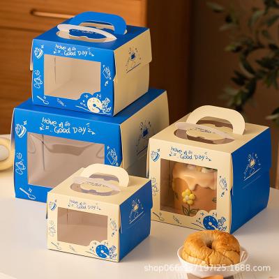 China 4 Inch Mini Cartoon Custom Design Cake Boxes With Built In Handle For Birthday Party Desserts for sale