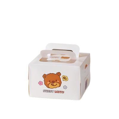 China Bear Tall Custom Cake Box With Built In Handles For Birthday Cakes And Mousse Desserts for sale