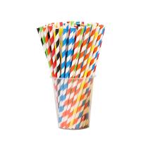 China Colorful Striped Food Grade Biodegradable Paper Straws Disposable Drinking Straws for sale