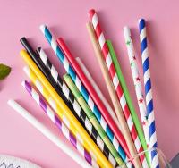 China Colorful Striped Food Grade Biodegradable Paper Straws Disposable Drinking Straws for sale