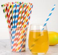 China Colorful Striped Food Grade Biodegradable Paper Straws Disposable Drinking Straws for sale