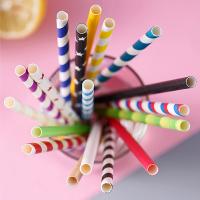 China Colorful Striped Food Grade Biodegradable Paper Straws Disposable Drinking Straws for sale
