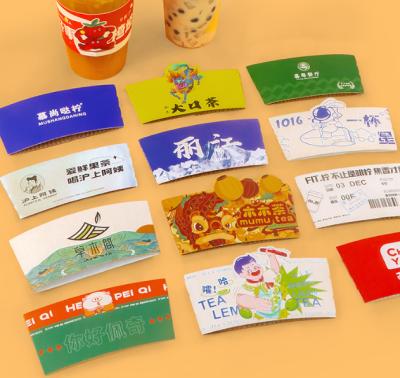 China Disposable Heat Insulation Anti Scalding Cup Sleeve Custom Logo Printing Coffee Milk Tea for sale