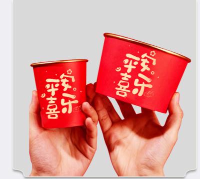 China Gold Foil Paper Bowl With Food Grade Virgin Wood Pulp Paper Leak Proof Structure for sale