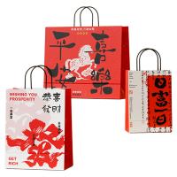 China Custom Logo Kraft Paper Bakery Bags Greaseproof Cake Bread Packaging Pouches With Handles for sale
