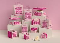China Custom Logo Kraft Paper Bakery Bags Greaseproof Cake Bread Packaging Pouches With Handles for sale