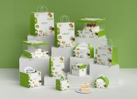 China Custom Logo Kraft Paper Bakery Bags Greaseproof Cake Bread Packaging Pouches With Handles for sale