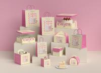 China Custom Logo Kraft Paper Bakery Bags Greaseproof Cake Bread Packaging Pouches With Handles for sale