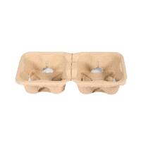 China Pulp Double Cup Holder Tearable 98mm Biodegradable Disposable Coffee Tray for sale