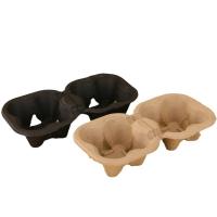 China Pulp Double Cup Holder Tearable 98mm Biodegradable Disposable Coffee Tray for sale