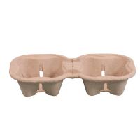 China Disposable Tearable 2 Cup Pulp Holder Detachable Eco Friendly Coffee Tray for sale