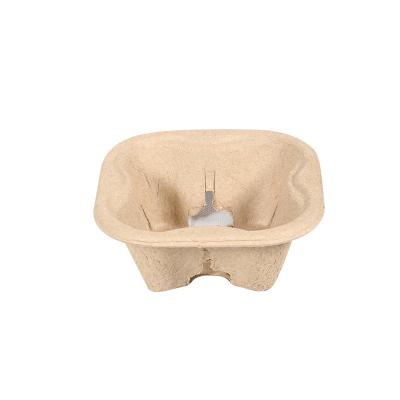 China Disposable Tearable 2 Cup Pulp Holder Detachable Eco Friendly Coffee Tray for sale