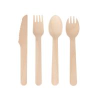 China Disposable Birch Wood Cutlery Set Biodegradable Wooden Knife Fork Spoon Natural for sale