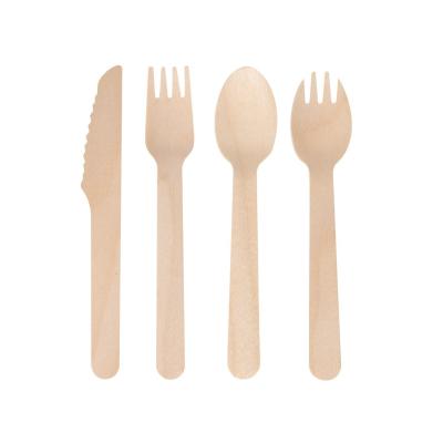 China Disposable Birch Wood Cutlery Set Biodegradable Wooden Knife Fork Spoon Natural for sale