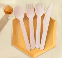 China Disposable Birch Wood Cutlery Set Biodegradable Wooden Knife Fork Spoon Natural for sale