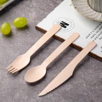 China Disposable Biodegradable Bamboo Cutlery Set Natural Grain Heat Resistant Up To 120C for sale
